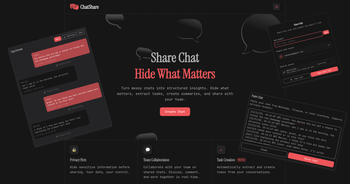 ChatShare - Share chat hide what matters